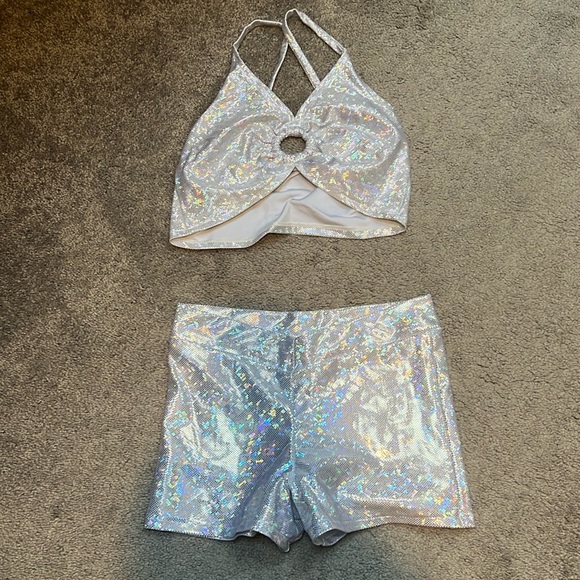 Other | Rave Outfit Matching Set Sparkly Top Shorts | Poshmark